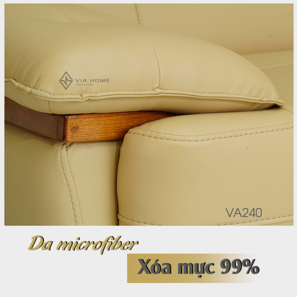 Sofa Góc Da Microfiber VA240 - Via Home Nội Thất Căn Hộ
